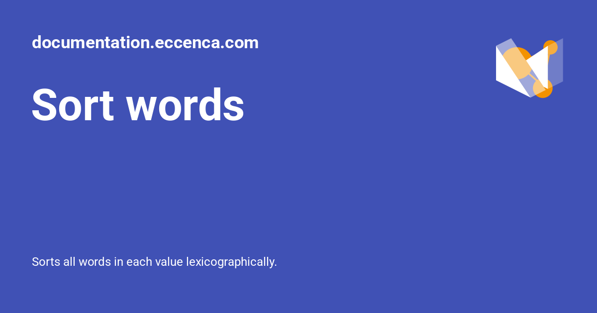 Sort words - documentation.eccenca.com
